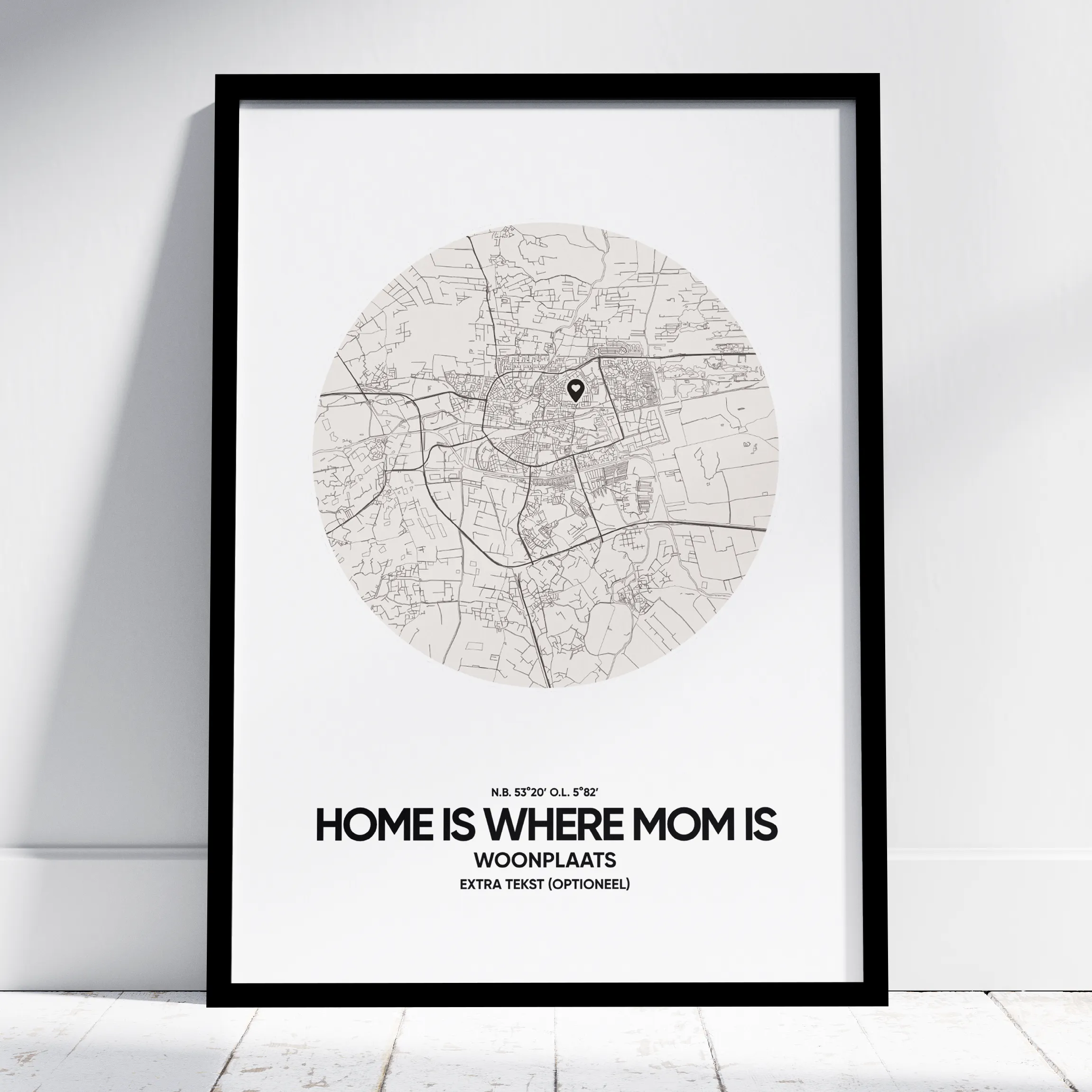 Moederdag city map poster hart of cirkel - Wallable