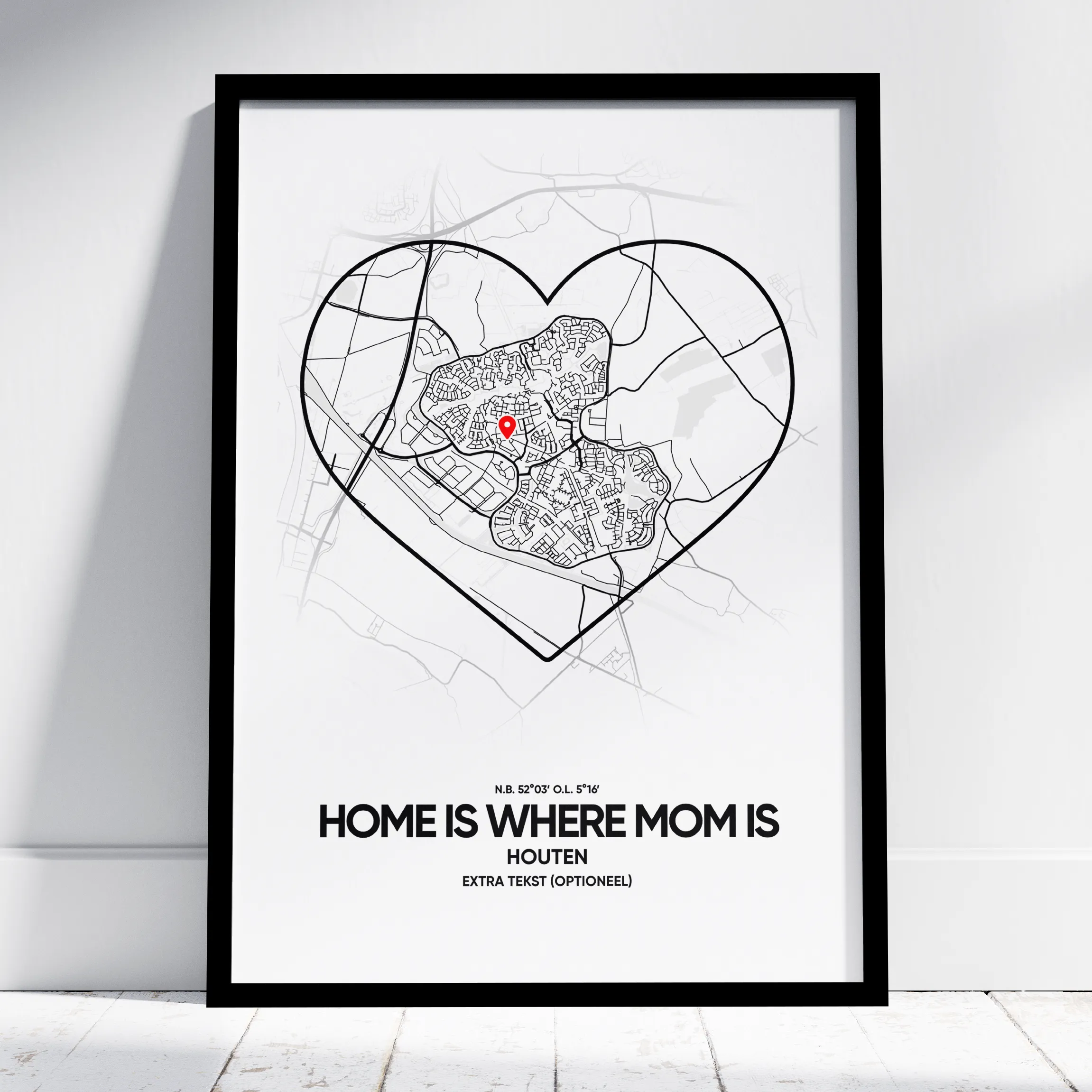 Moederdag city map poster hart of cirkel - Wallable