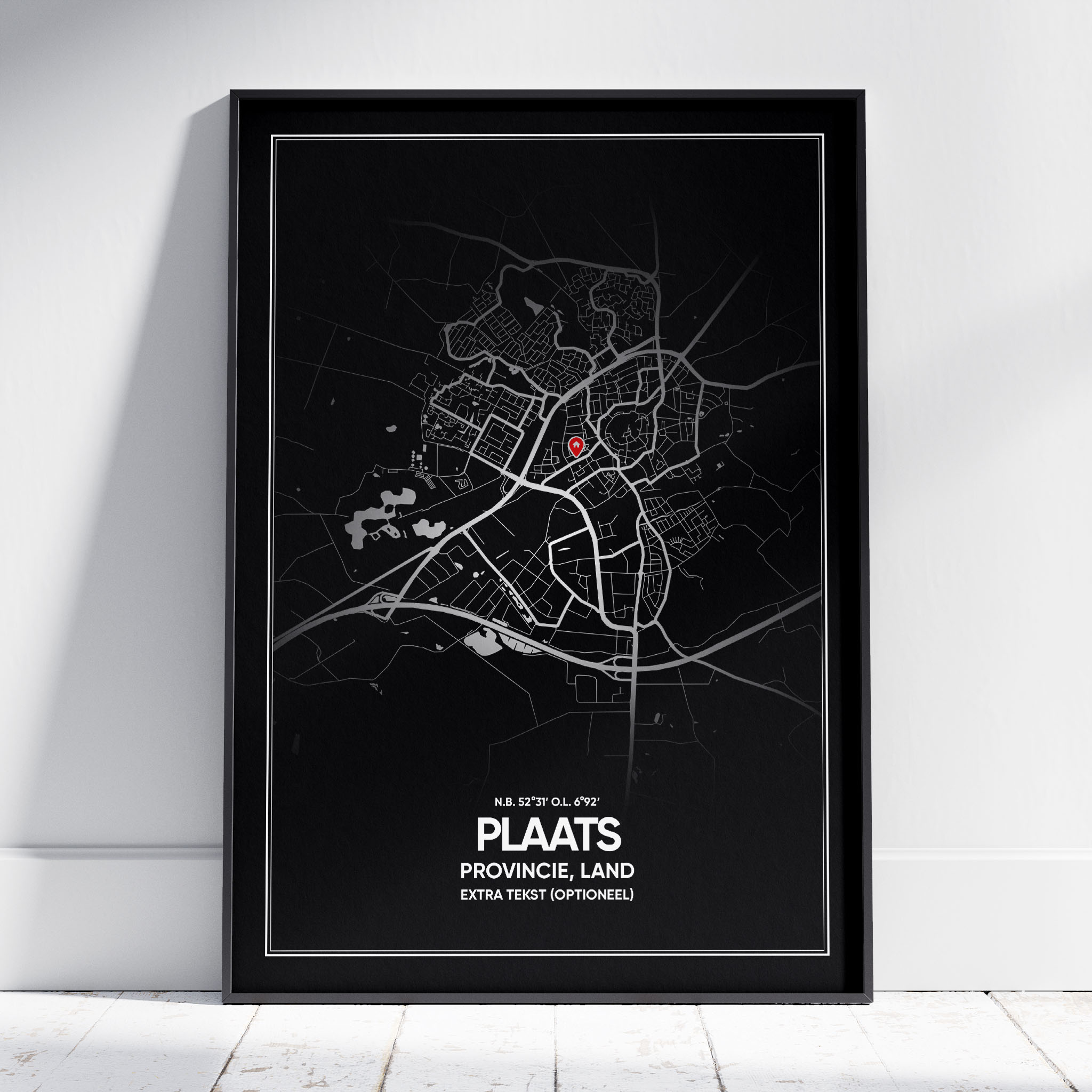 Maak zelf jouw dorp of stad poster met locatie-pin - Wallable