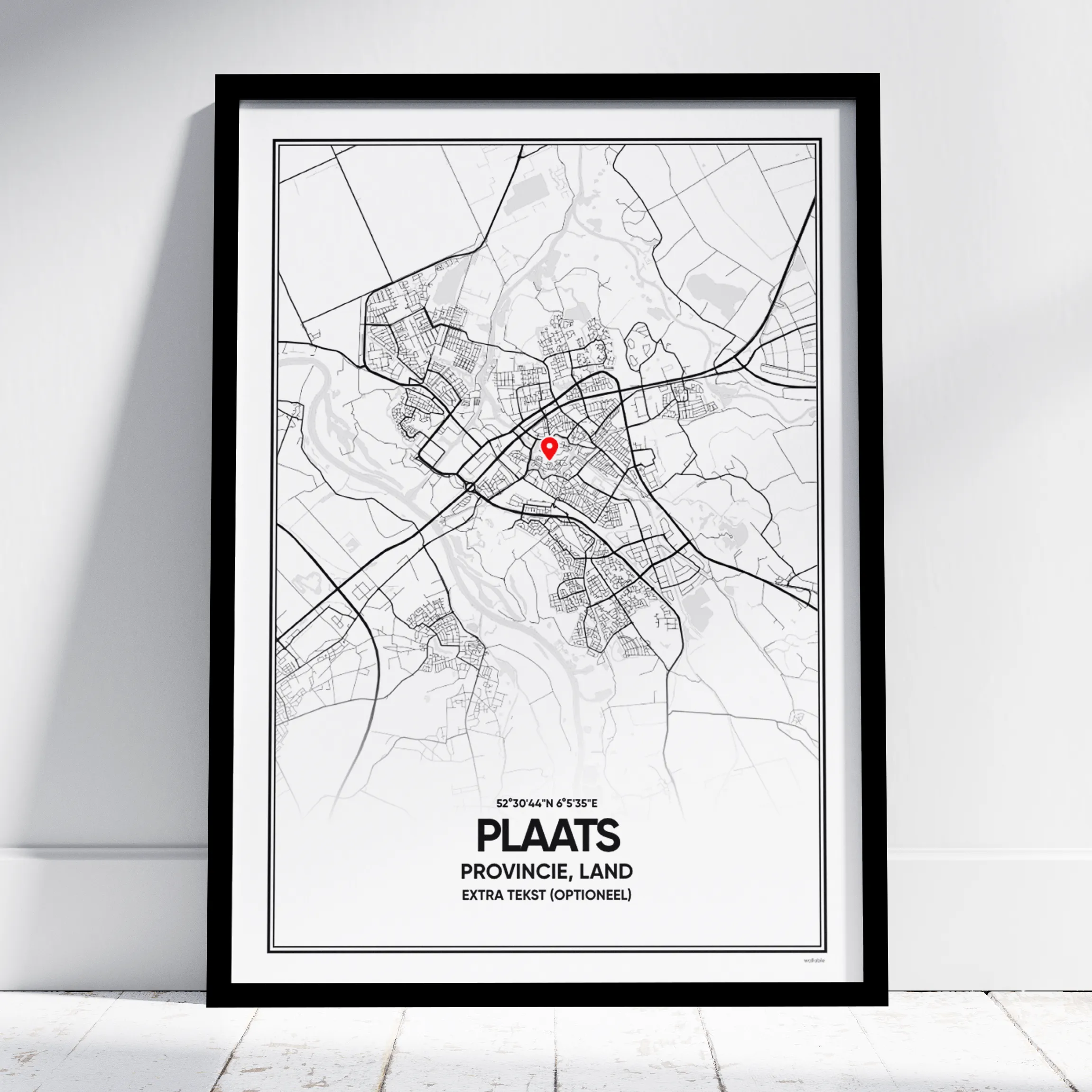 Maak zelf jouw dorp of stad poster met locatie-pin - Wallable