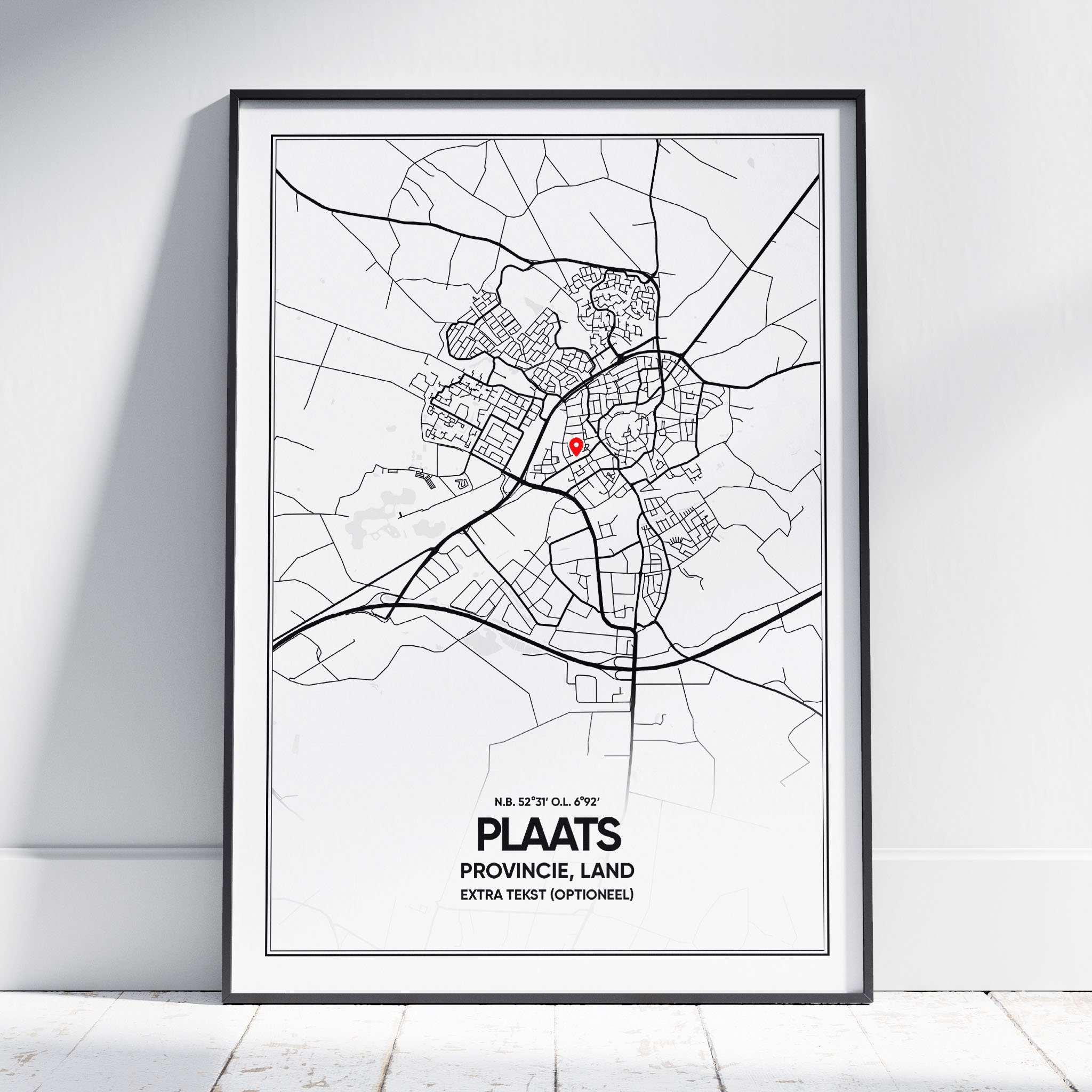 Maak zelf jouw dorp of stad poster met locatie-pin - Wallable