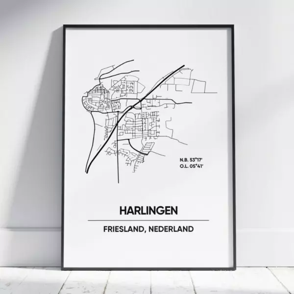 Maak zelf jouw dorp of stad poster met locatie-pin (Nederland of buitenland) - Wallable