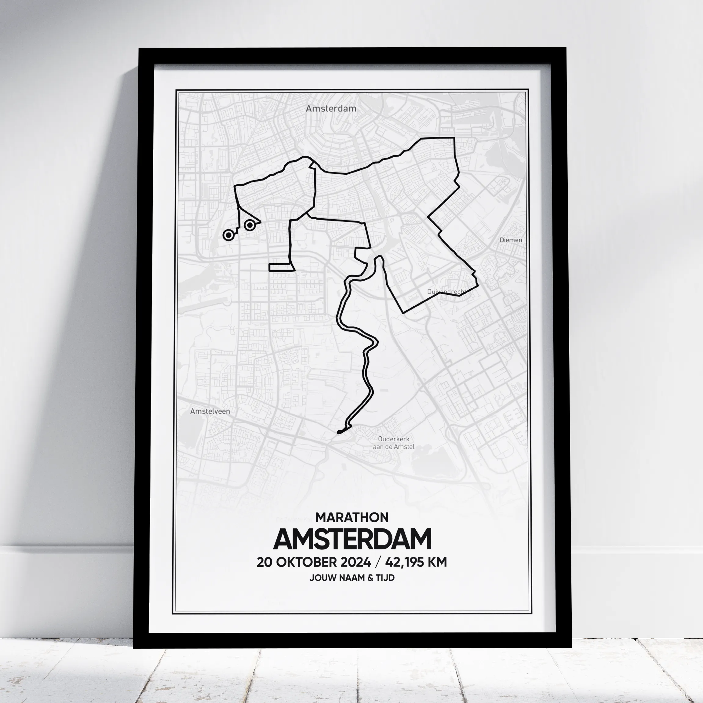 Amsterdam Marathon Poster (met naam & tijd)