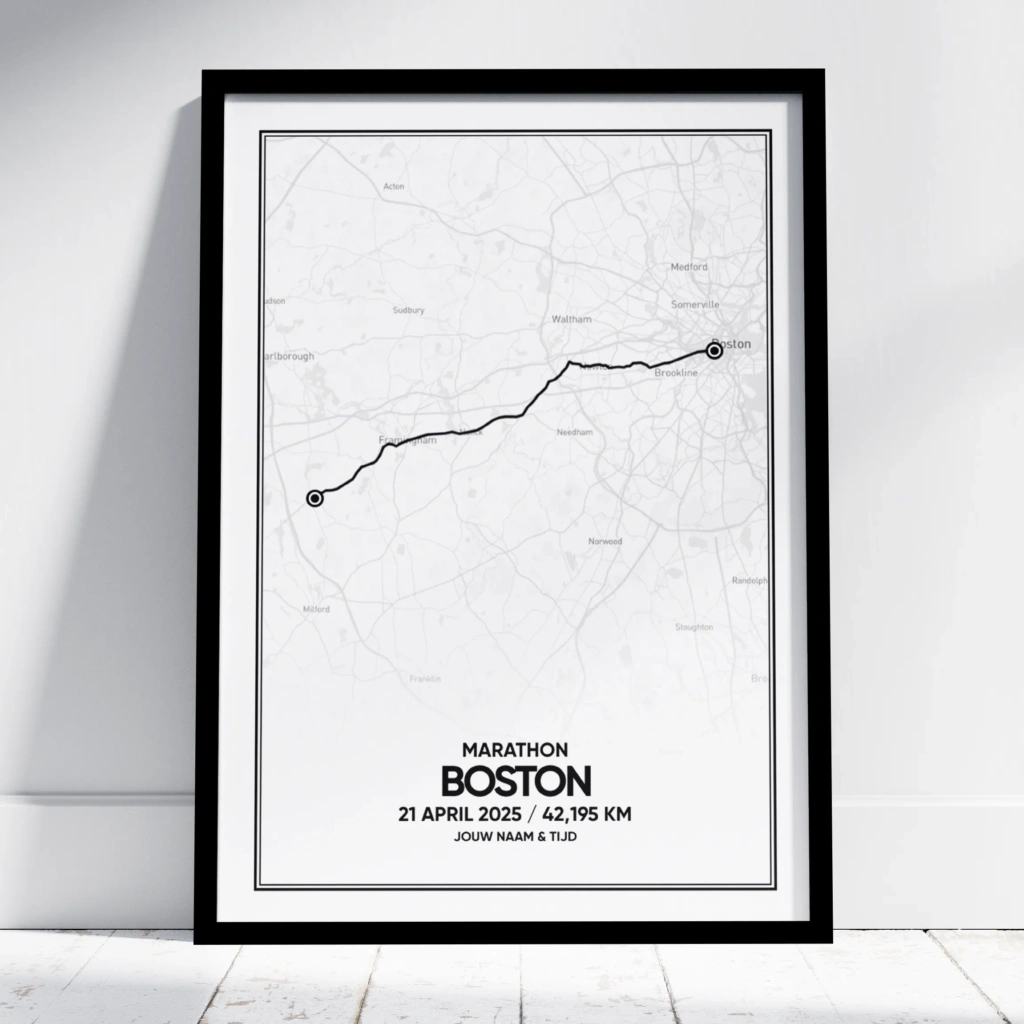 Boston Marathon 2025 Poster (met naam & tijd)