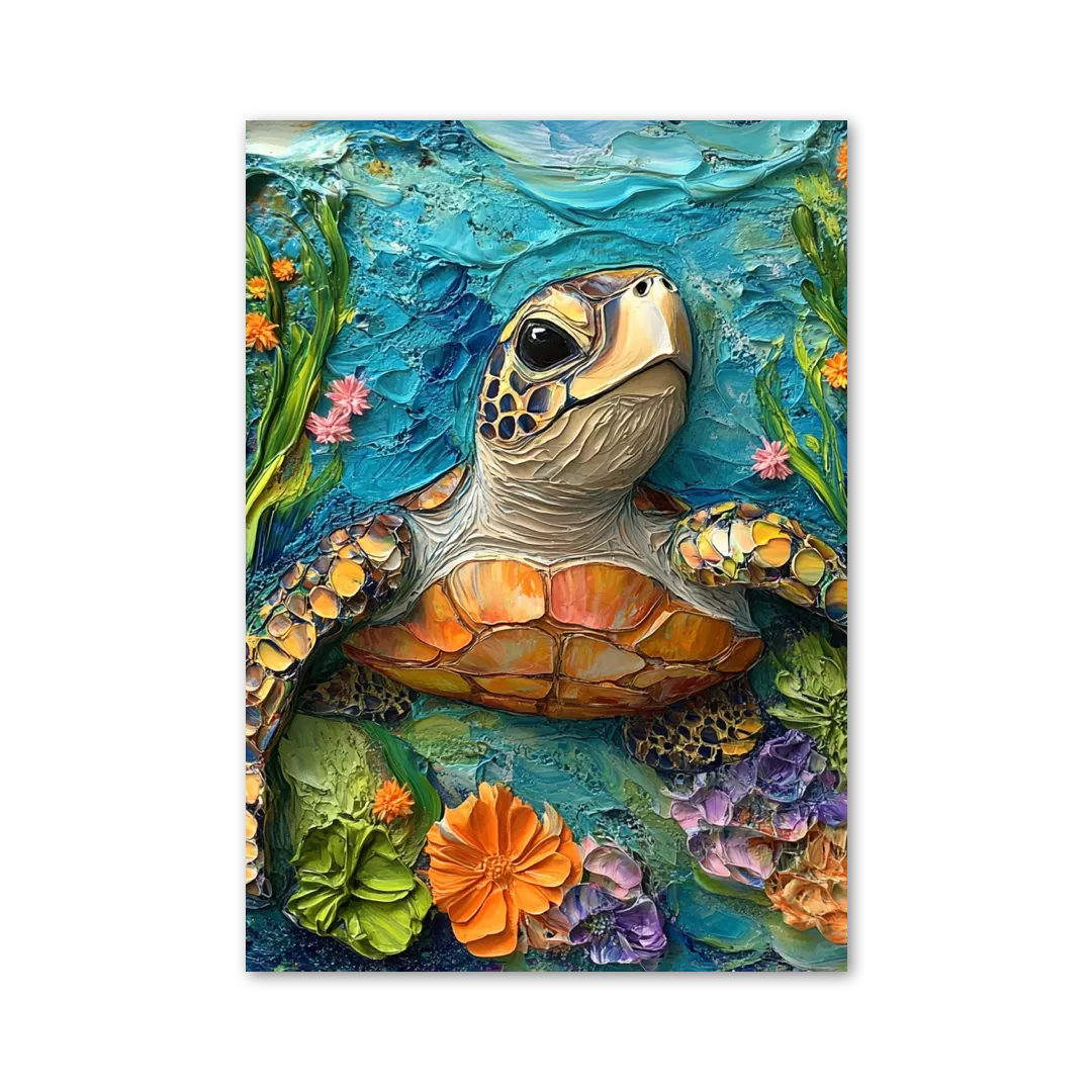 Sea turtle in bloom - Wallable