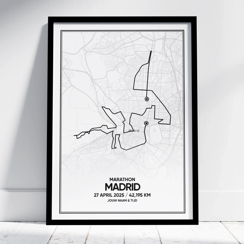 Madrid Marathon 2025 Poster (met naam & tijd)