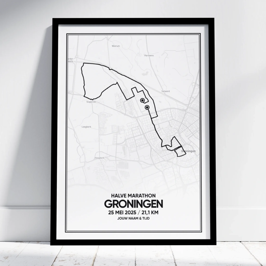 Groningen Halve Marathon 2025 print (met naam en tijd) - Wallable