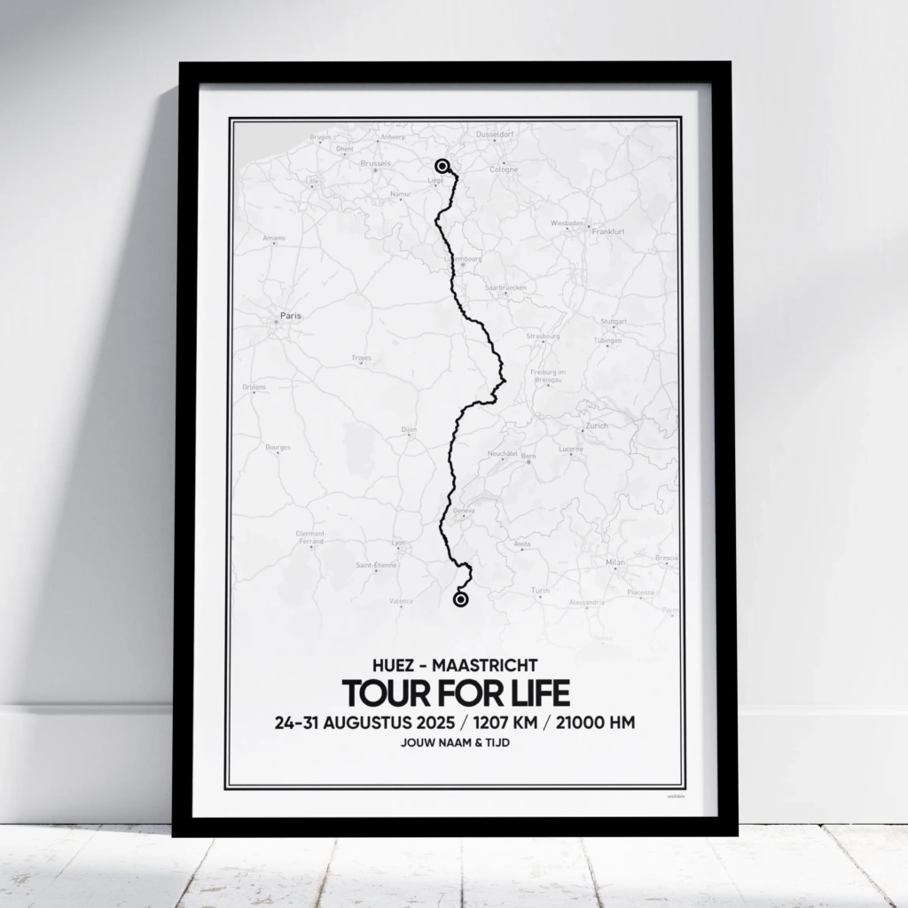 Tour for Life 2025 Print – uniek aandenken - met naam & tijd