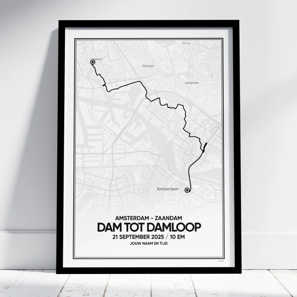 Dam tot Damloop 2025 Print – Met Naam & tijd | Aandenken